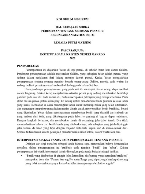 Perumpamaan Tentang Penabur Pdf