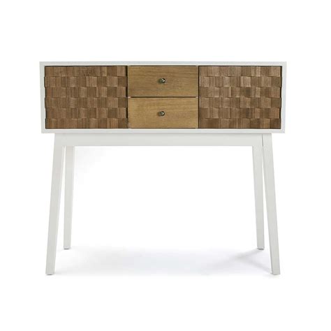 Console Tiroirs En Bois Blanc Et Tiroirs Motif Patchwork X X Cm