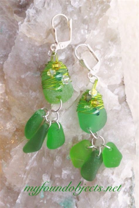 By The Sea Wire Wrapped Statement Sea Glass And Crystal Dangle