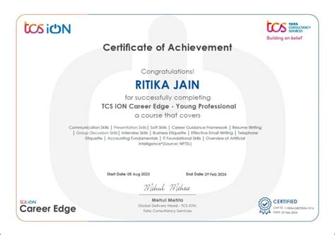 Ritika Jain On Linkedin Tcsioncareeredge