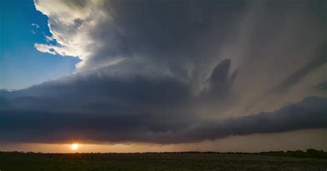 Beautiful Twisted Supercell Thunderstorm Spins Toward Camera As Sun