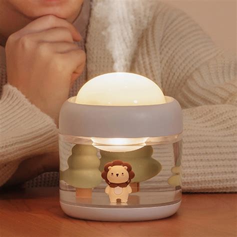 Lld J221 Usb 별이 빛나는 하늘 로맨틱 프로젝션 램프 데스크탑 음소거 가습기 흰색 사자
