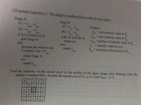 Solved 20 Points Question 3 The Adaptive Median Filter