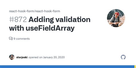 Adding Validation With Usefieldarray · Issue 872 · React Hook Formreact Hook Form · Github