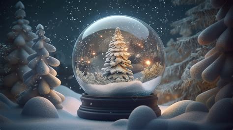Christmas Snow Globe With A Tree Inside Background 3d Illustration