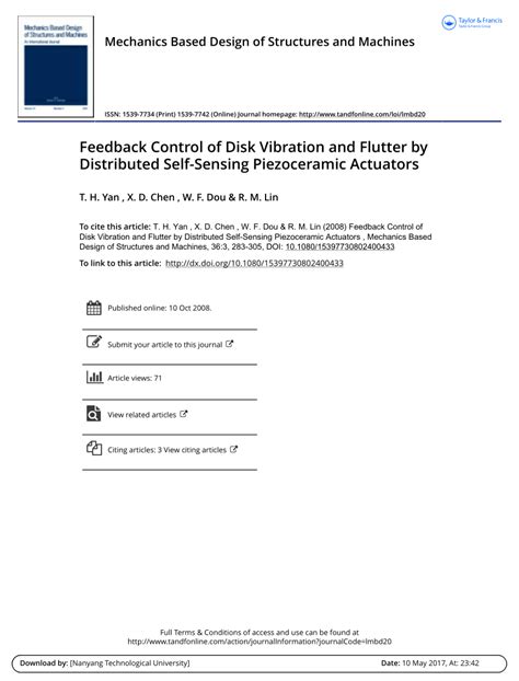 Pdf Feedback Control Of Disk Vibration And Flutter By Distributed