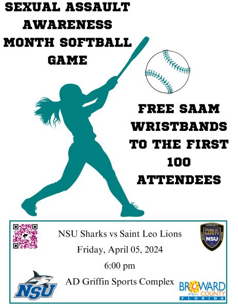 Sexual Assault Awareness Month Softball Game Apr 5 Nsu Sharkfins