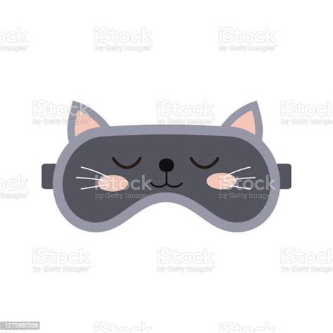 귀여운 고양이 수면 뷰티 마스크 아이콘 흰색 배경에 고립 가리기에 대한 스톡 벡터 아트 및 기타 이미지 가리기 가정 생활