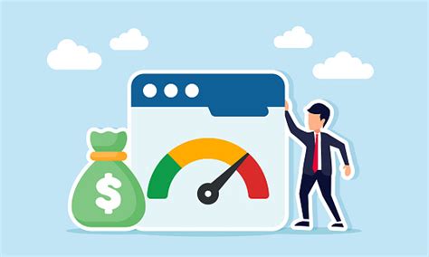 돈 가방 옆에 서 있는 사업가와 사업 투자 재무 관리 기준을 모니터링하는 수준 지표 그림을 보여주는 앱 인터페이스 임금에 대한 스톡 벡터 아트 및 기타 이미지 Istock