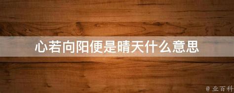 心若向阳便是晴天什么意思 业百科