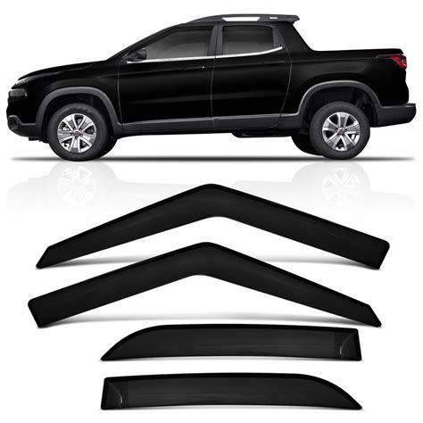 Calha Defletor De Chuva Acrilica Fume Fiat Toro Portas