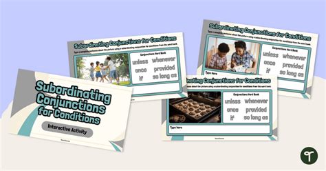 Subordinating Conjunctions For Conditions Interactive Activity Teach Starter