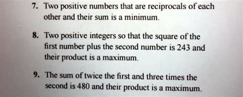 Solved 70 Two Positive Numbers That Are Reciprocals Of Each Other And