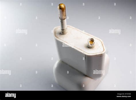 Broken Pin Contact Of A Plug Close Up Universal Adapter For