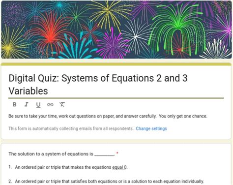 Systems Of 2 And 3 Variable Equations Digital Quiz Tpt