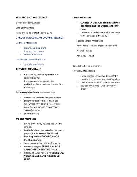 Skin And Body Membranes Overview Of Epithelial And Connective Types