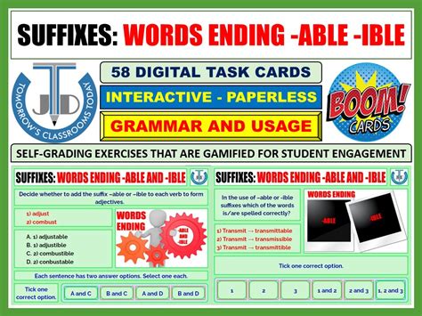 SUFFIXES WORDS ENDING ABLE AND IBLE BOOM CARDS Teaching Resources