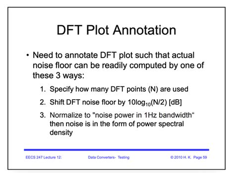 correcting noise floor of dft sampled signal signal processing stack