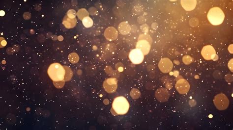 Golden Bokeh Lights With Glowing Hexagonal Shapes And Particles On A