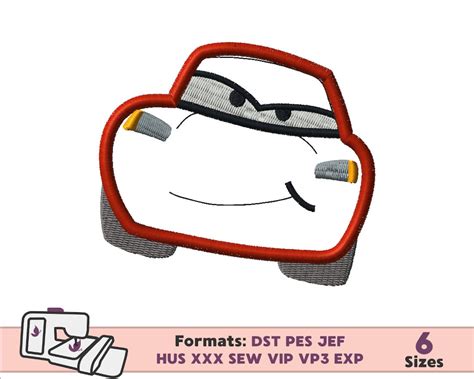 LIGHTNING MCQUEEN APPLIQUE Design Embroidery Machine Design Pattern