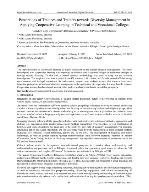 Pdf Perceptions Of Trainees And Trainers Towards Diversity Management In Applying Cooperative