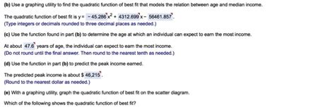 Solved B Use A Graphing Utility To Find The Quadratic