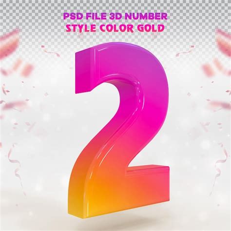 Premium PSD Number D Render Collection With Color Instagram
