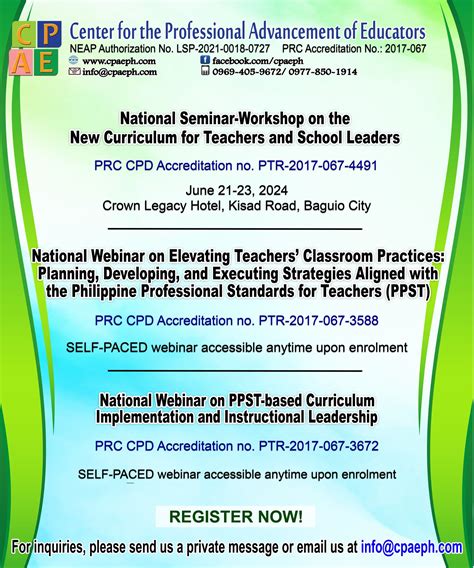 Prc Cpd Accredited Seminars For Professional Teachers For Inquiries Kindly Send Us Private