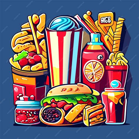 Colección De Comida Chatarra No Saludable Set O Dibujo De Comida Rápida