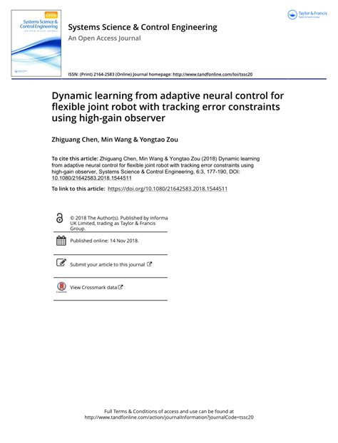 Pdf Dynamic Learning From Adaptive Neural Control For Flexible Joint Robot With Tracking Error