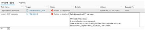 Starwinds OVF Deployment Error R Vmware