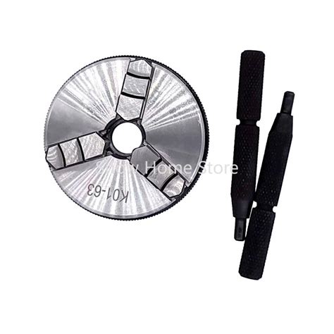 K01 63 선반 미니 척 3 턱 목공 핸드 척 장착 나사 나사 로드 셀프 센터링 선반 척 도구 63mm 1 세트