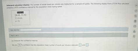 Solved Interpret Calculator Display The Number Of Words Chegg Com