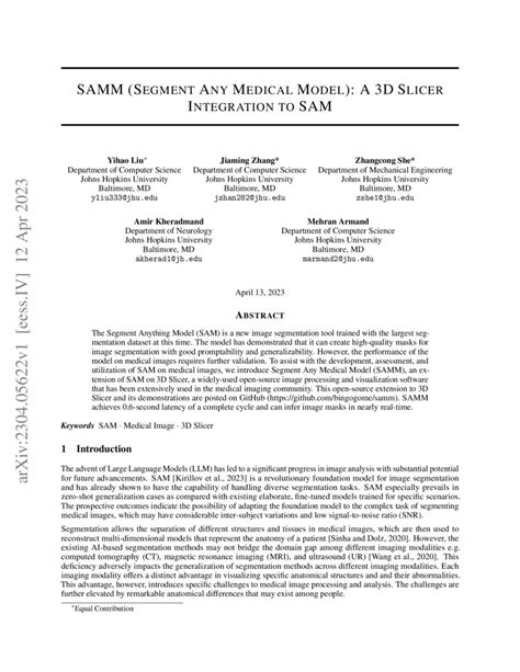 Samm Segment Any Medical Model A D Slicer Integration To Sam Deepai