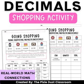 Adding And Subtracting Decimals Review Center Fifth Grade Math Decimals Activity
