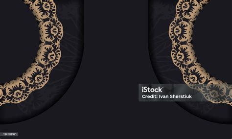 Spanduk Hitam Dengan Ornamen Coklat Vintage Dan Ruang Logo Ilustrasi