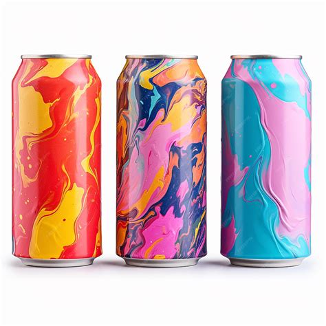 Premium Photo Four Colorful Can Bottles Isolated On A White Background
