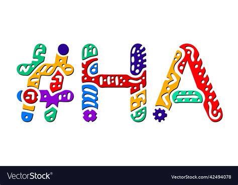 Ha Hashtag Multicolored Bright Isolate Curves Vector Image