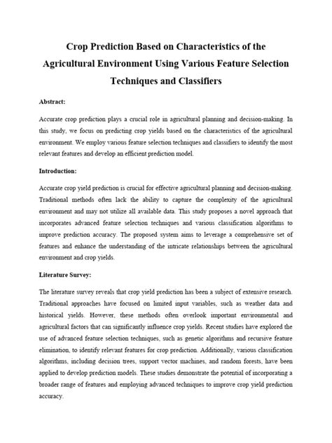 crop 4679 stics of the agricultural environment using various feature selection techniques and