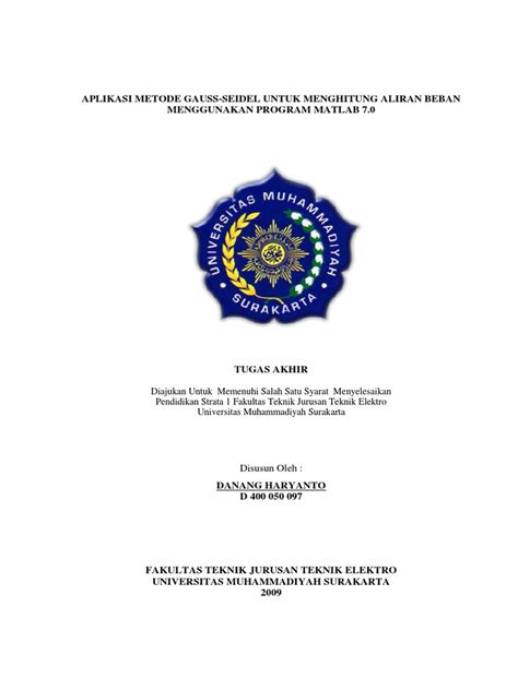 Aplikasi Metode Gauss Seidel Untuk Menghitung Aliran Beban Mengunakan