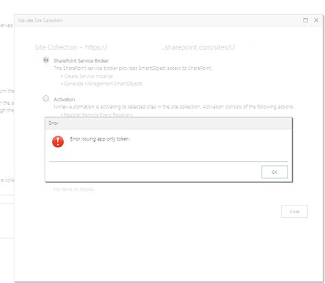 Error Issuing App Only Token When Attempting To Activate Sharepoint