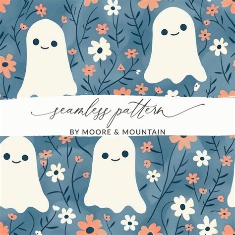 Retro Ghost Seamless Pattern Cute Halloween Ghost Pattern Happy Ghost Background Repeating