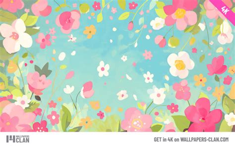 Cute Floral Spring Pastel Aesthetic Desktop Wallpaper 4k