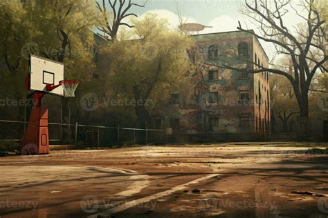 Lively Basketball Court Outdoor Autumn Generate Ai 32037936 Stock