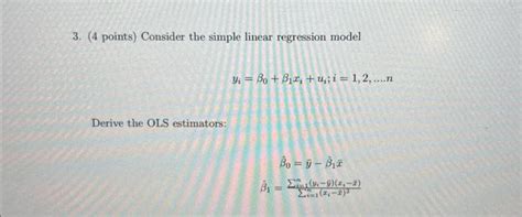 Solved Points Consider The Simple Linear Regression Chegg