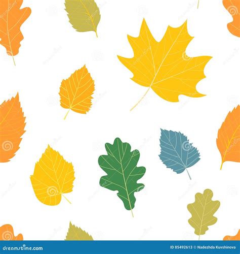 Seamless Pattern With Colorful Autumn Leaves Stock Illustration