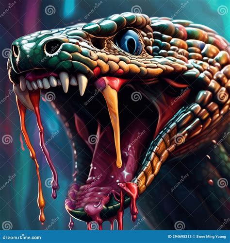 Image Of The Evil Cobra Dripping And Spitting Venom Stock Illustration