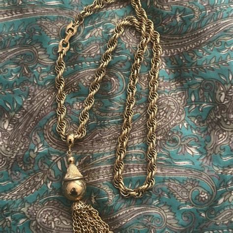 Jewelry Vintage Necklace With Tassel Gold Tone Poshmark