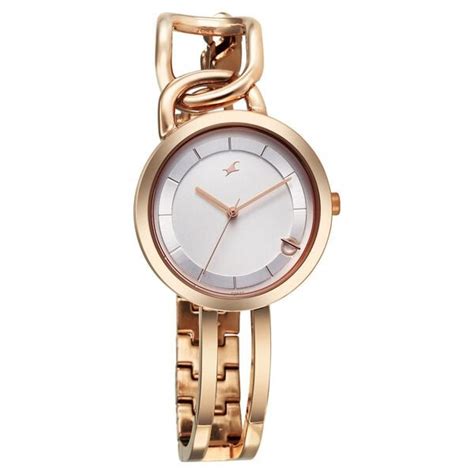 Buy Online Fastrack Opulence Quartz Analog Silver White Dial Champagne