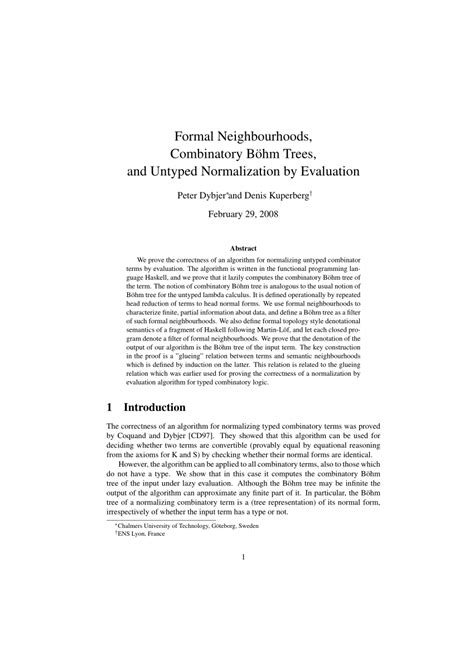 Pdf Formal Neighbourhoods Combinatory Bohm Trees And Untyped